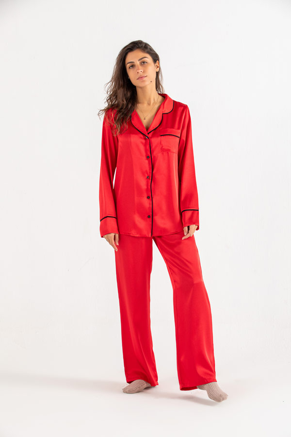 Off To A Nap Pyjama Set In Red - Dress Code