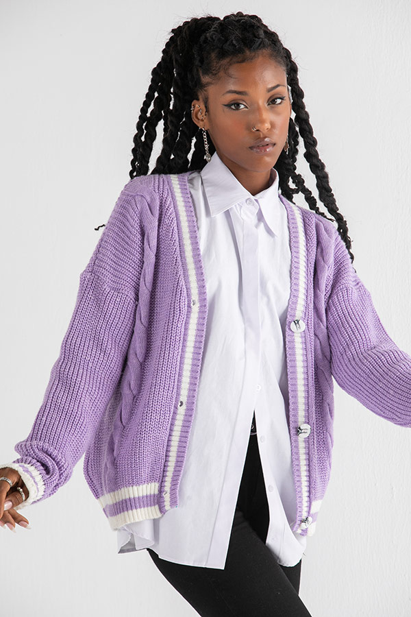 College Cardigan in Purple - Shop from Dresscode, Egypt