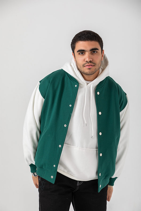 Color Combo Jacket in Green & White - Dresscode, Egypt