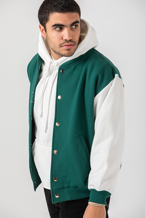 Color Combo Jacket in Green & White - Dresscode, Egypt