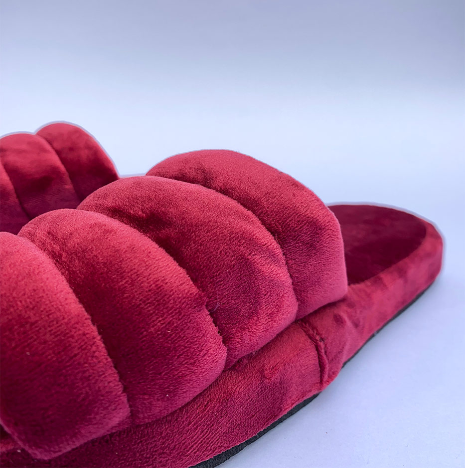 Suede Open Toe Slipper in Red Grapes - Dresscode