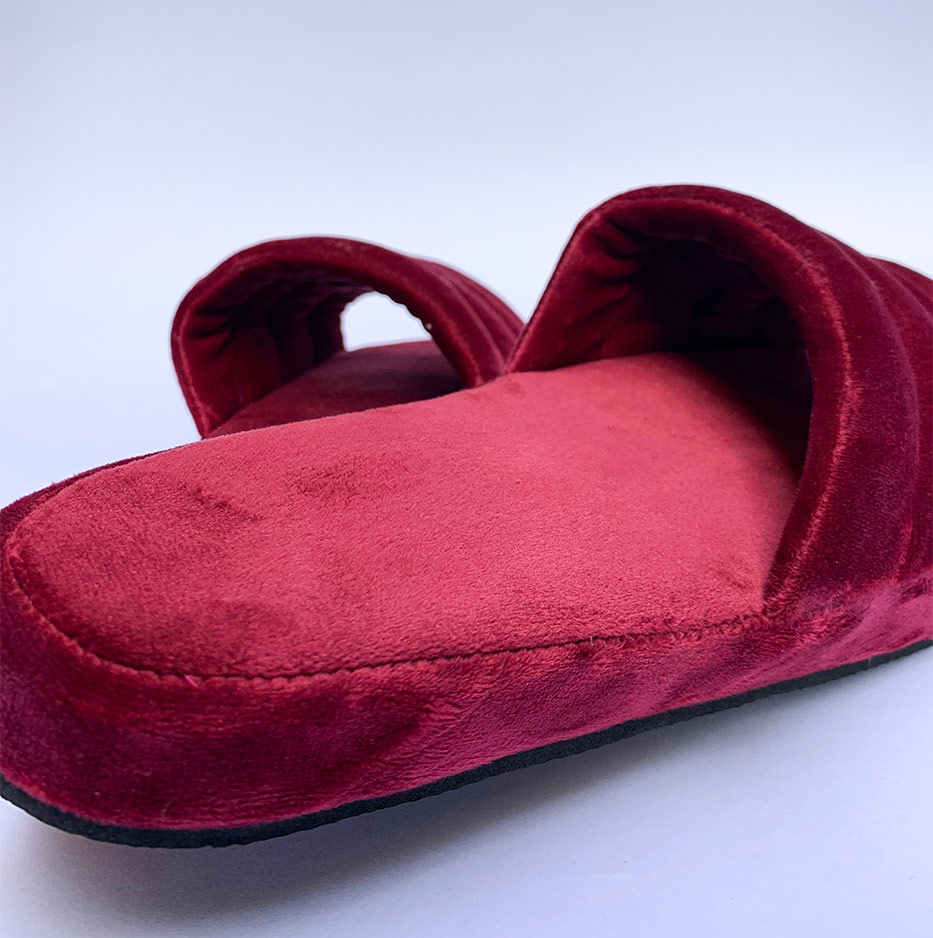 Suede Open Toe Slipper in Red Grapes - Dresscode