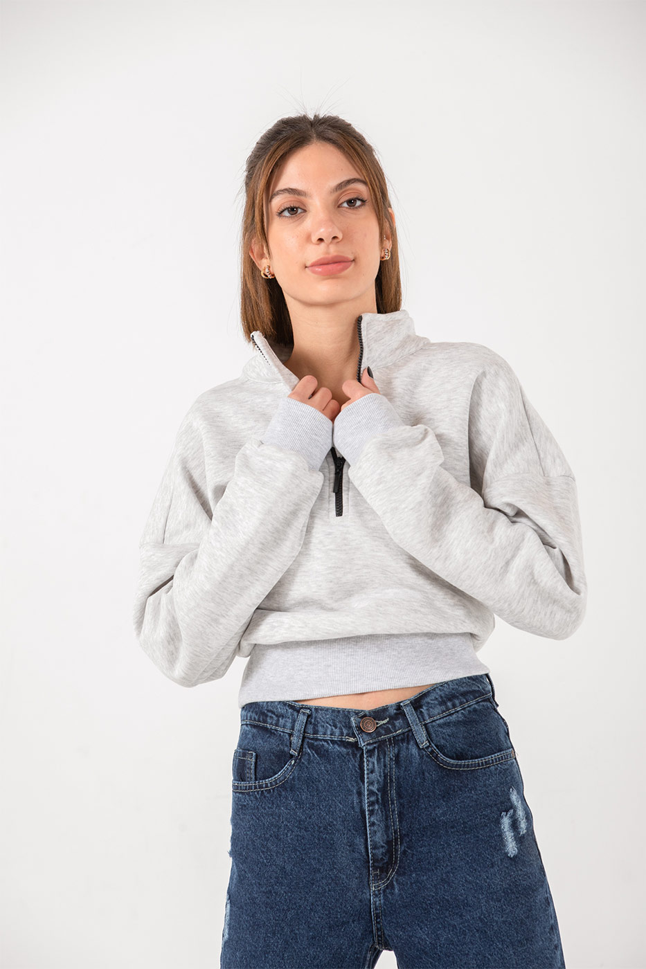 Biker Top In Light Grey - Order from Dresscode, Egypt