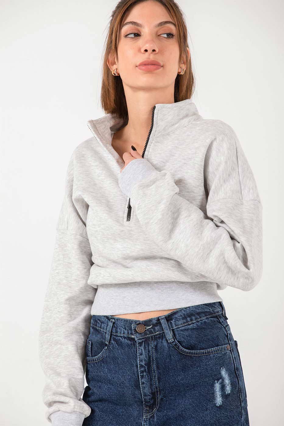 Biker Top In Light Grey - Order from Dresscode, Egypt