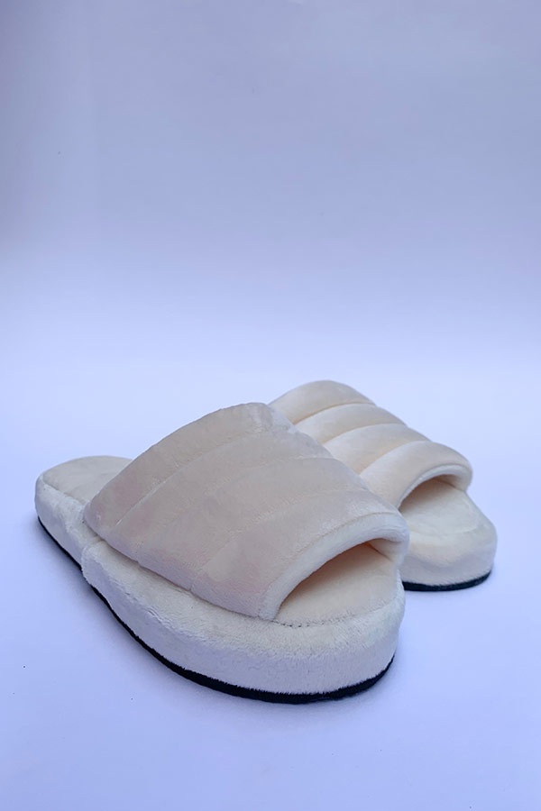 Suede Open Toe Slipper in Cream - Order from Dresscode