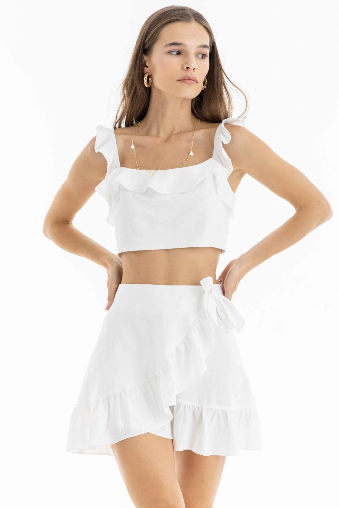 Ruffles Two Piece Set In White - Dress Code
