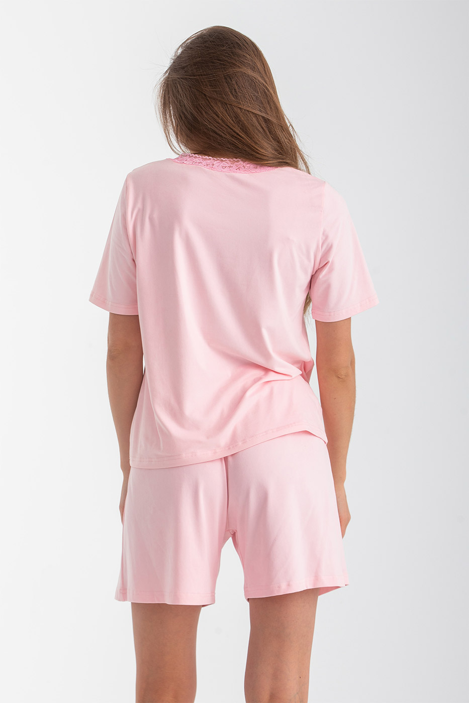 Lace Shorts Pyjama Set In Pink - Dresscode, Egypt