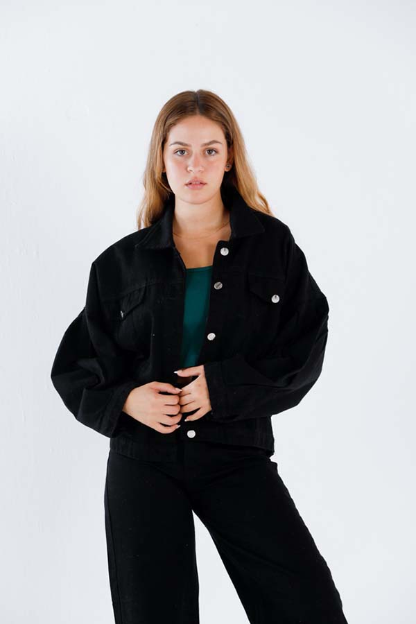 Basic Denim Jacket In Black | Shop From Dresscode in Egypt