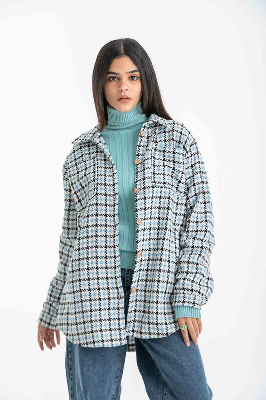 Checked Overshirt In Blue - FYI From Dresscode in Egypt