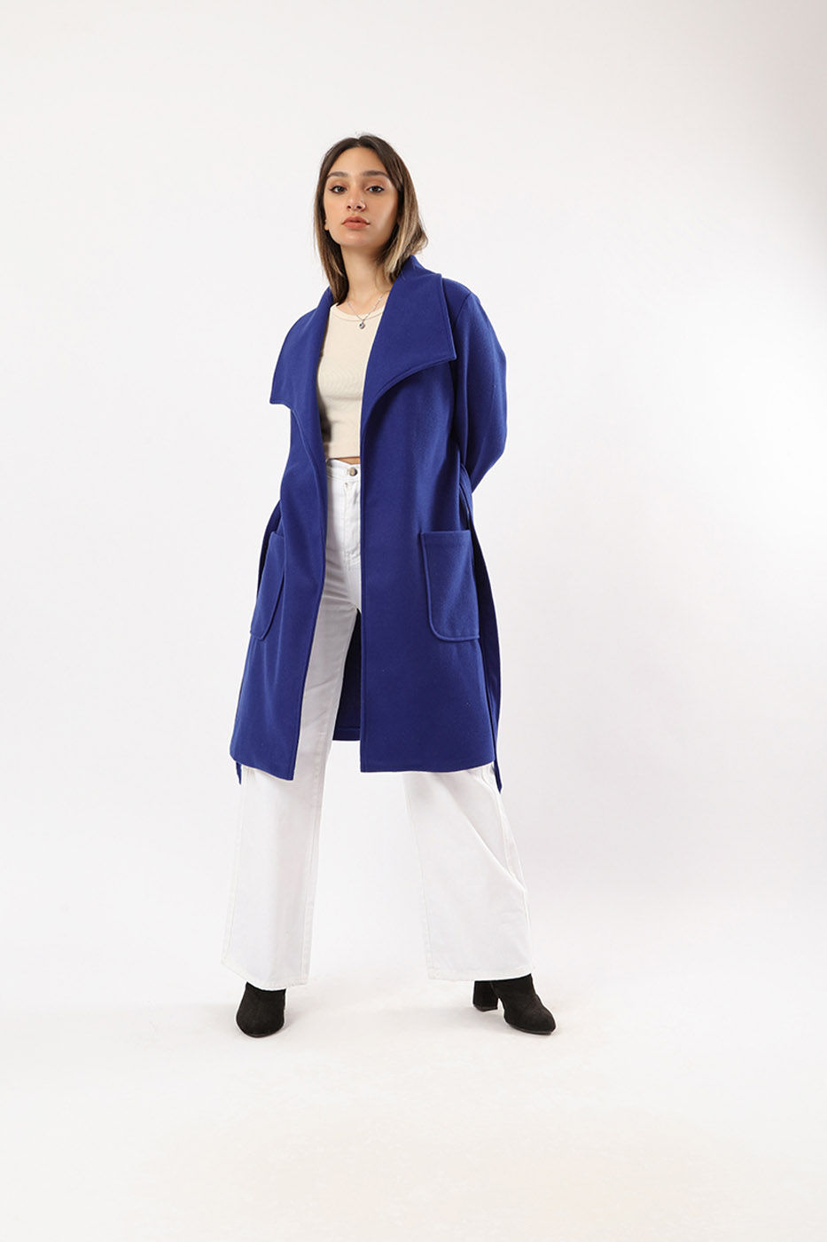 Classic Tied Up Coat In Blue - FYI From Dresscode in Egypt