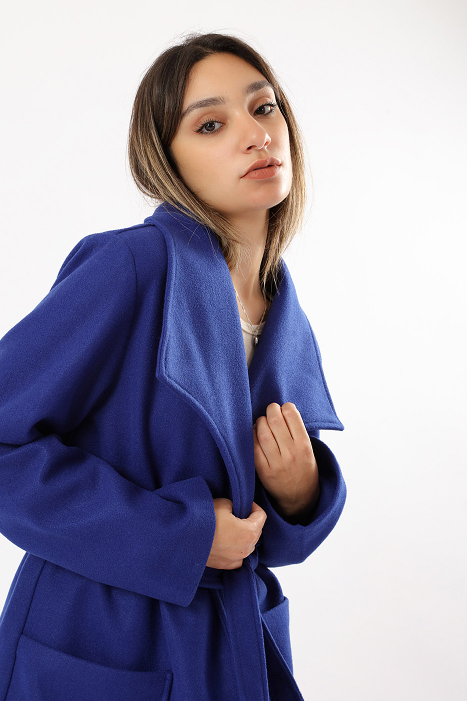 Classic Tied Up Coat In Blue - FYI From Dresscode in Egypt