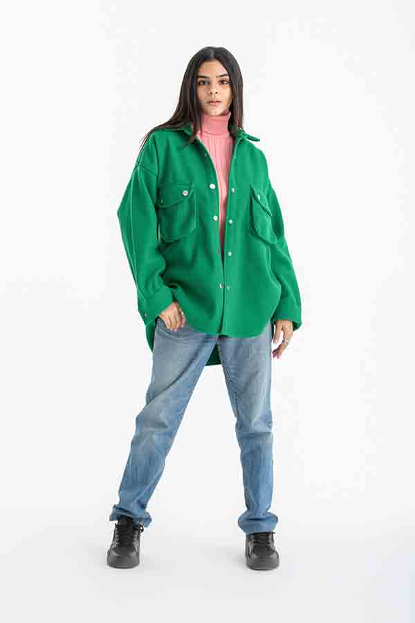 Oversized Shirt Jacket In Green - FYI From Dresscode in Egypt
