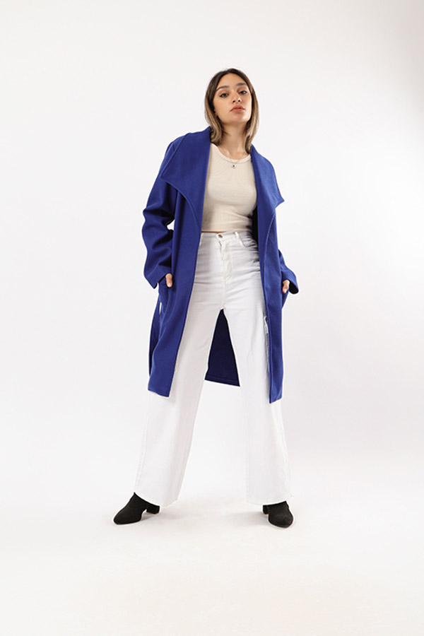 Classic Tied Up Coat In Blue - FYI From Dresscode in Egypt