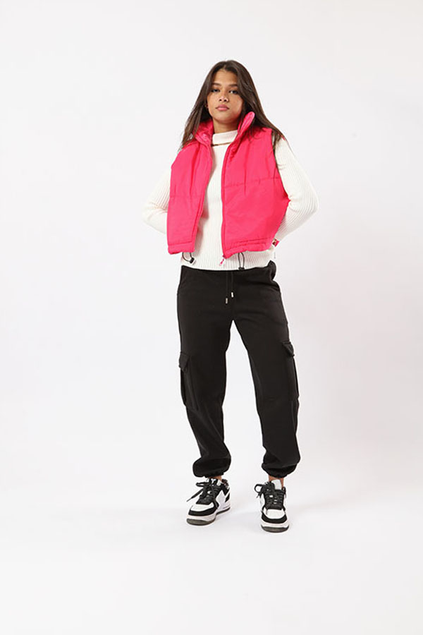 Puffer Cropped Jacket In Fuchsia From Dresscode in Egypt