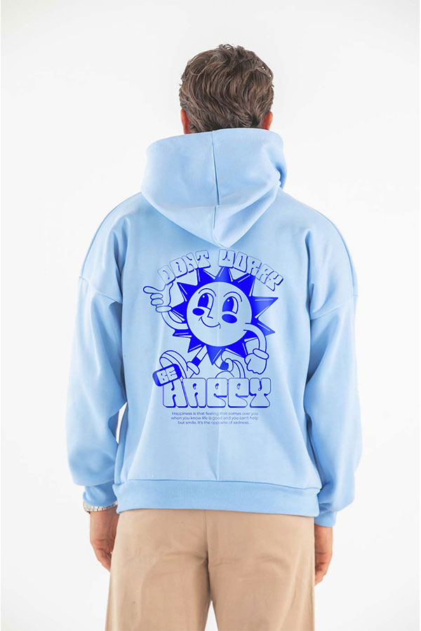 Be Happy Hoodie In Blue - Order from Dresscode in Egypt