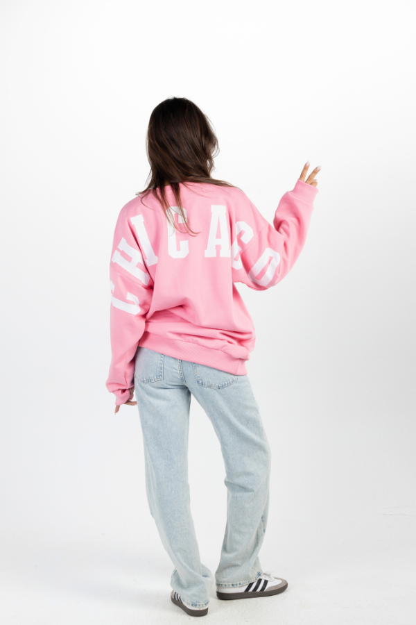 Chicago Oversized Crewneck In Hot Pink - FYI - Dress Code